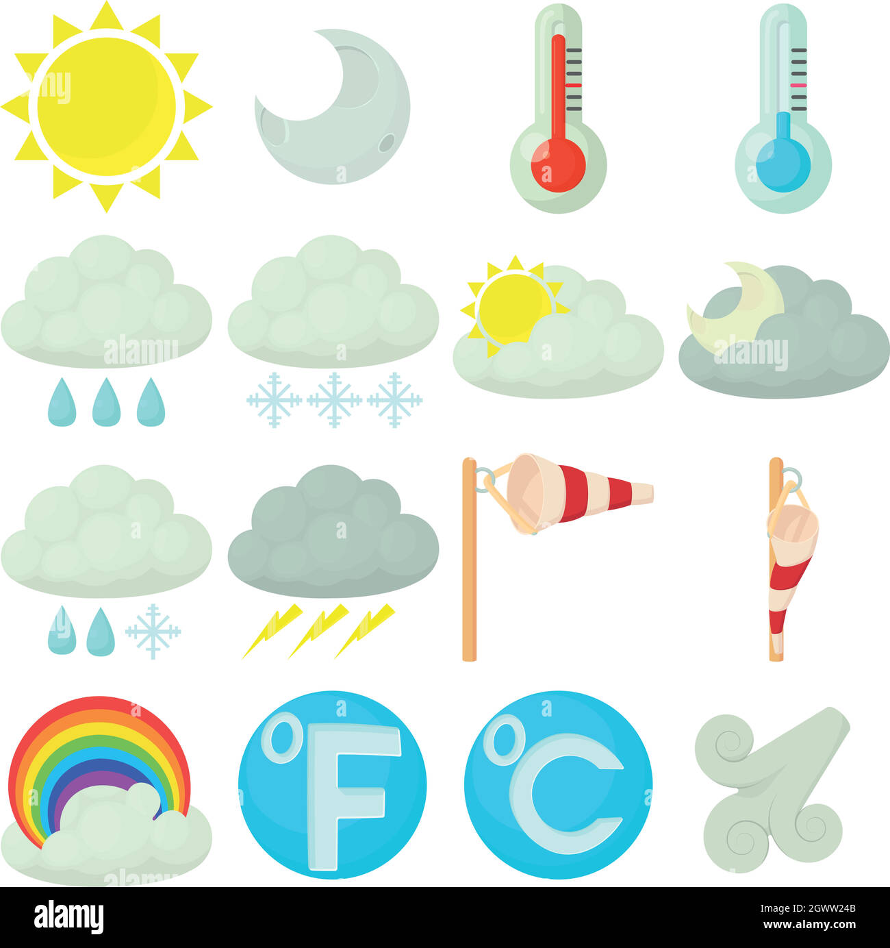 Weather symbols icons set, cartoon style Stock Vector Image & Art - Alamy