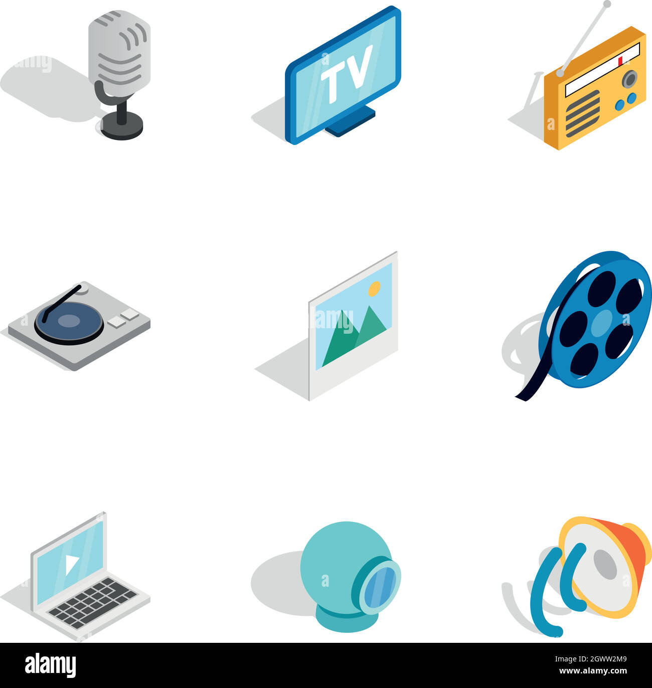 Multimedia icons, isometric 3d style Stock Vector Image & Art - Alamy