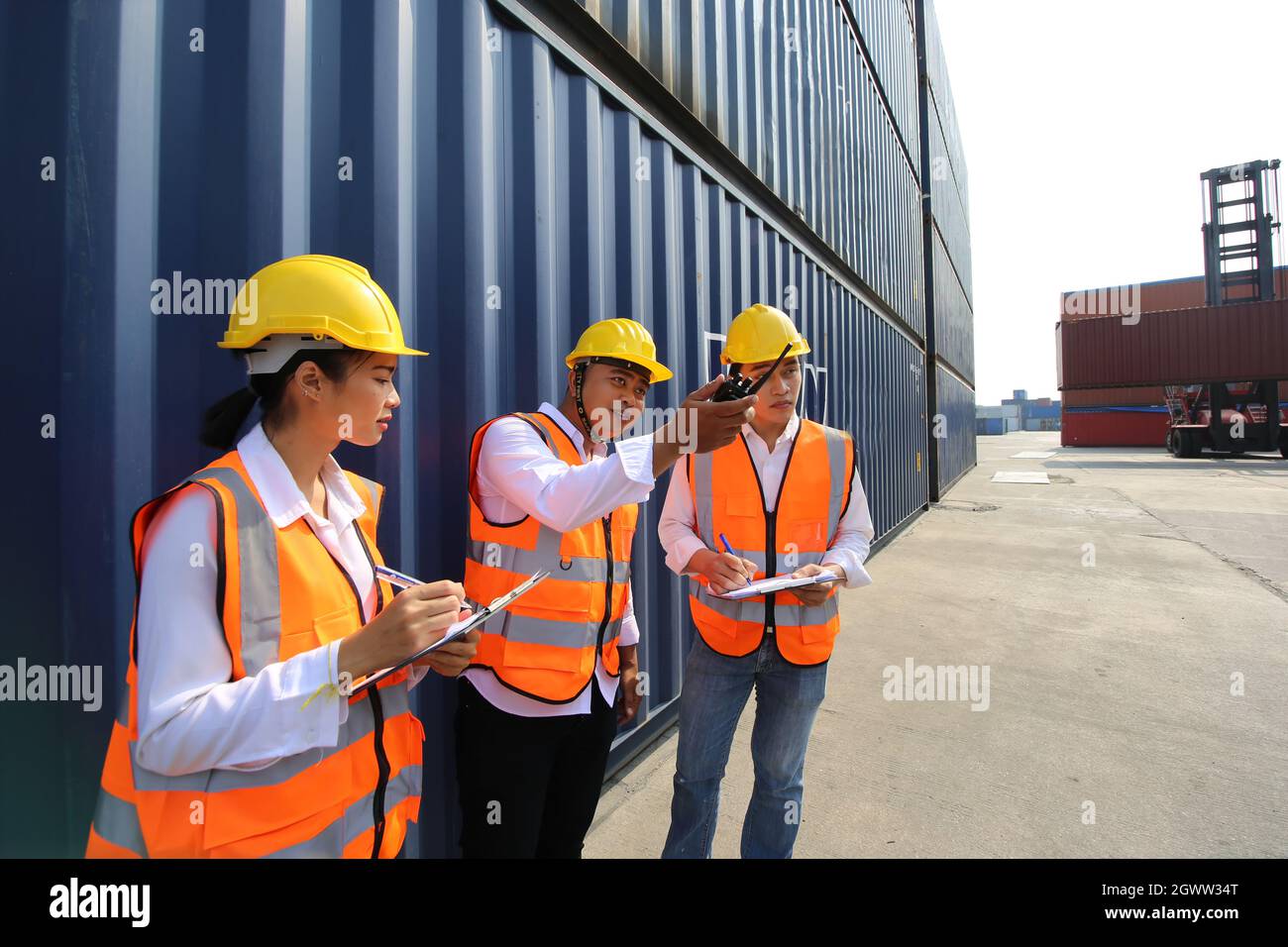 Examining cargo containers hi-res stock photography and images - Alamy
