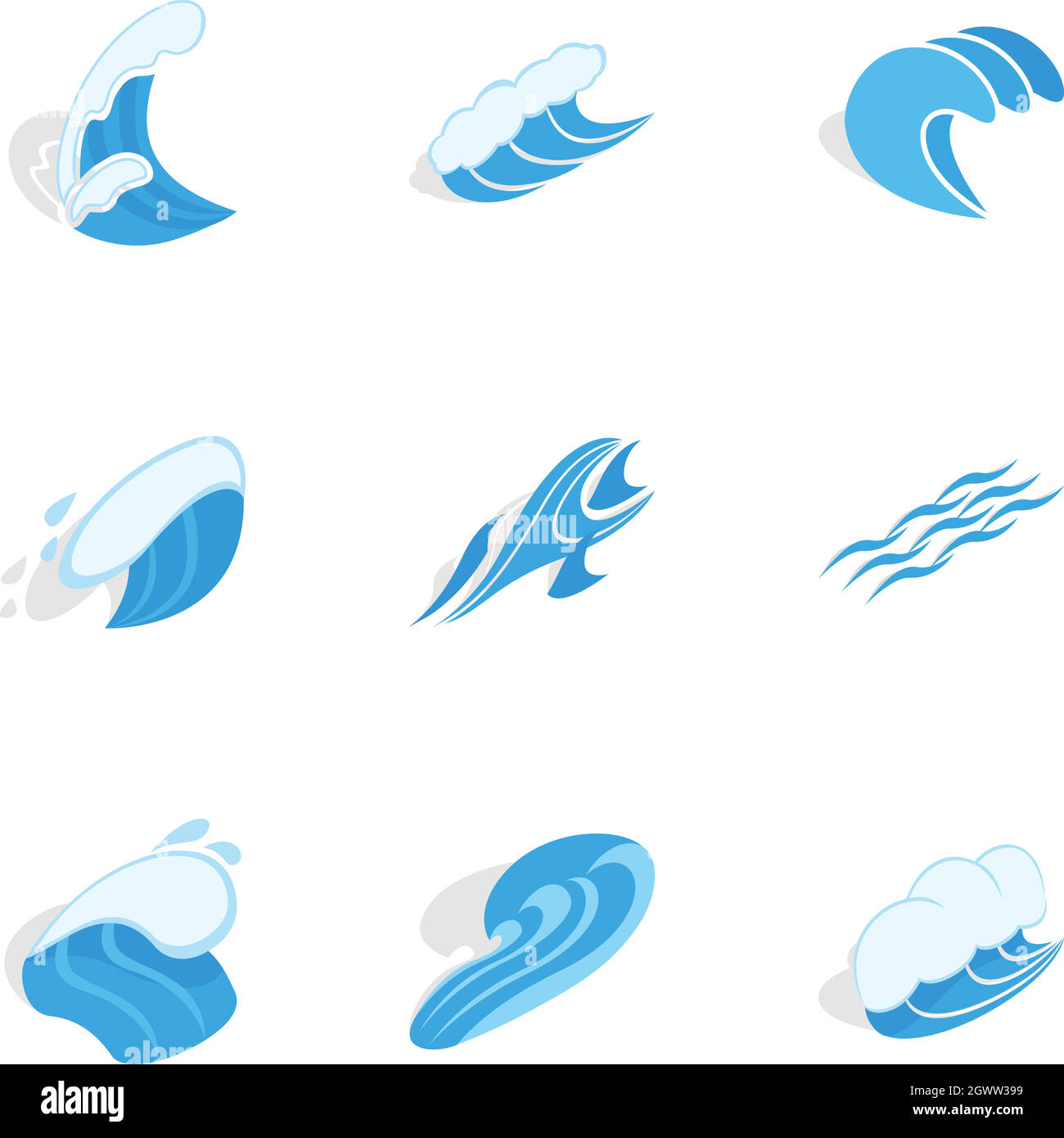 Blue wave icons, isometric 3d style Stock Vector Image & Art - Alamy