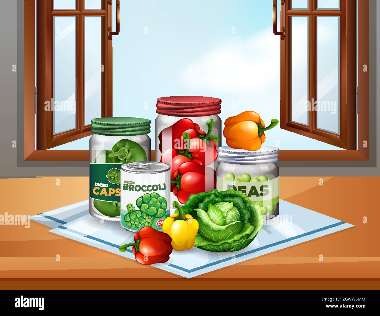 Jars in window Stock Vector Images - Alamy