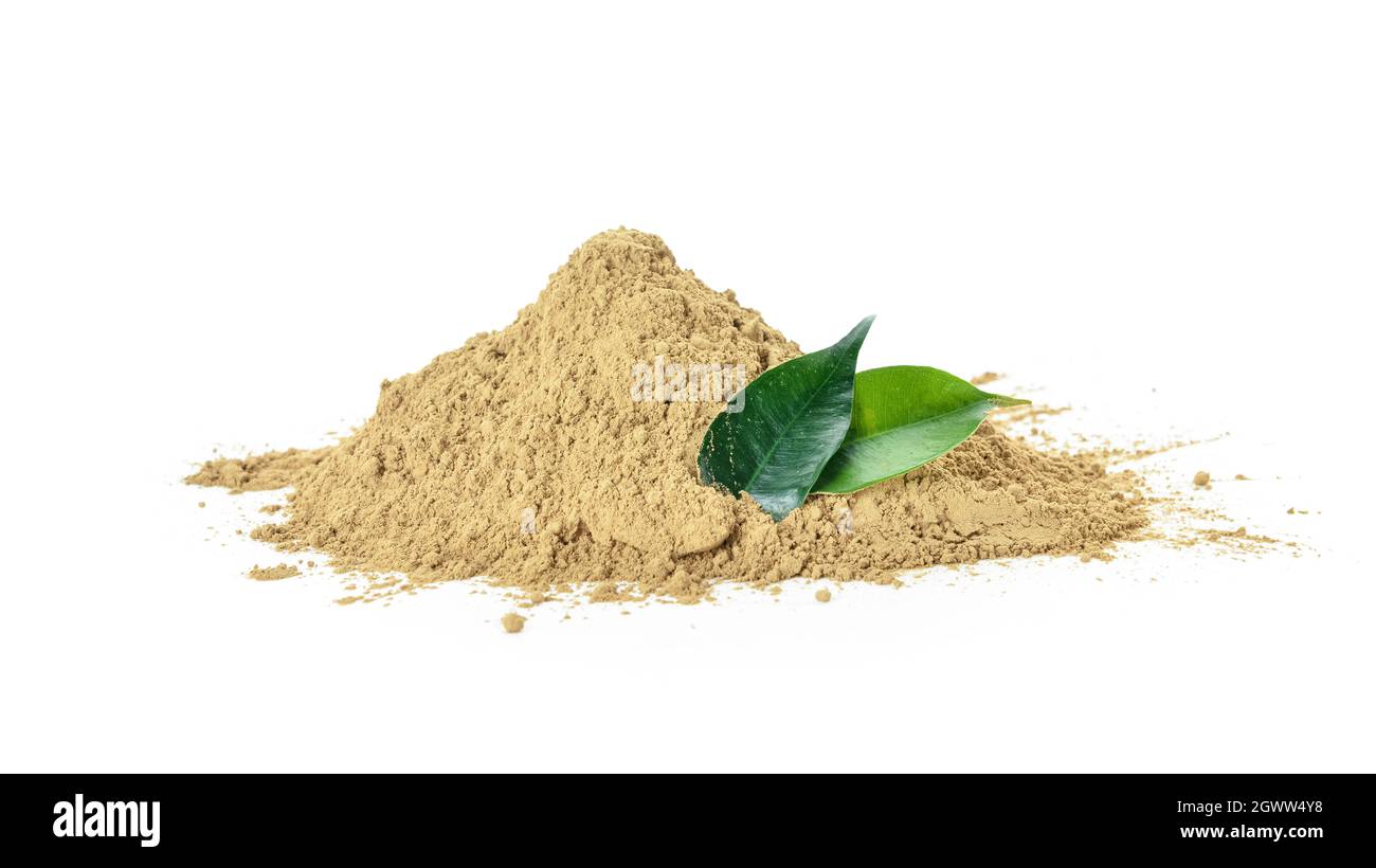 Pile of hojicha powder on white background Stock Photo - Alamy