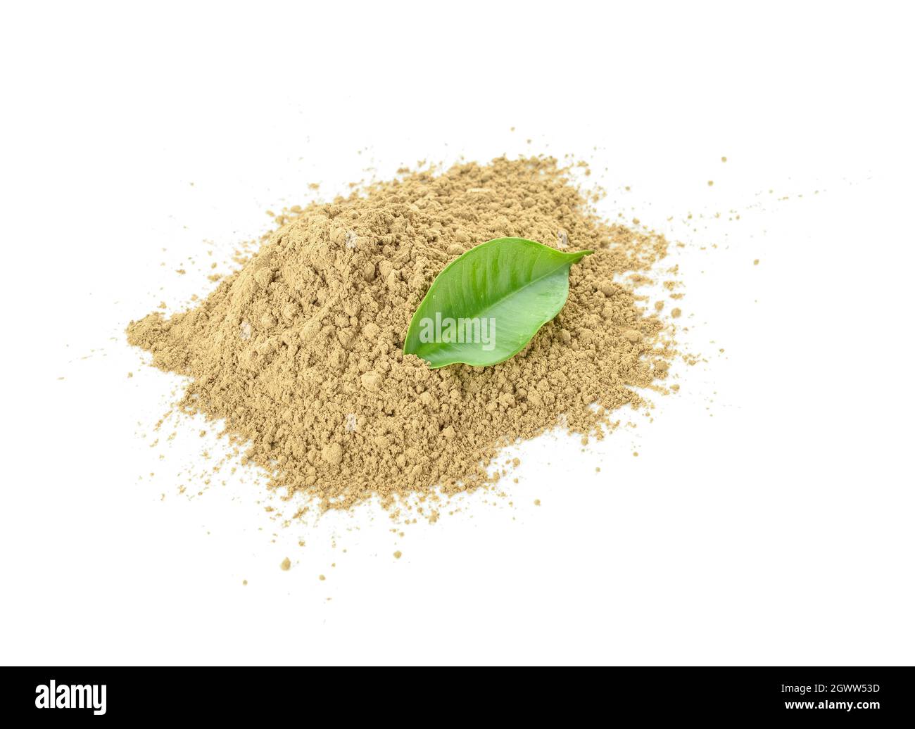 Pile of hojicha powder on white background Stock Photo - Alamy