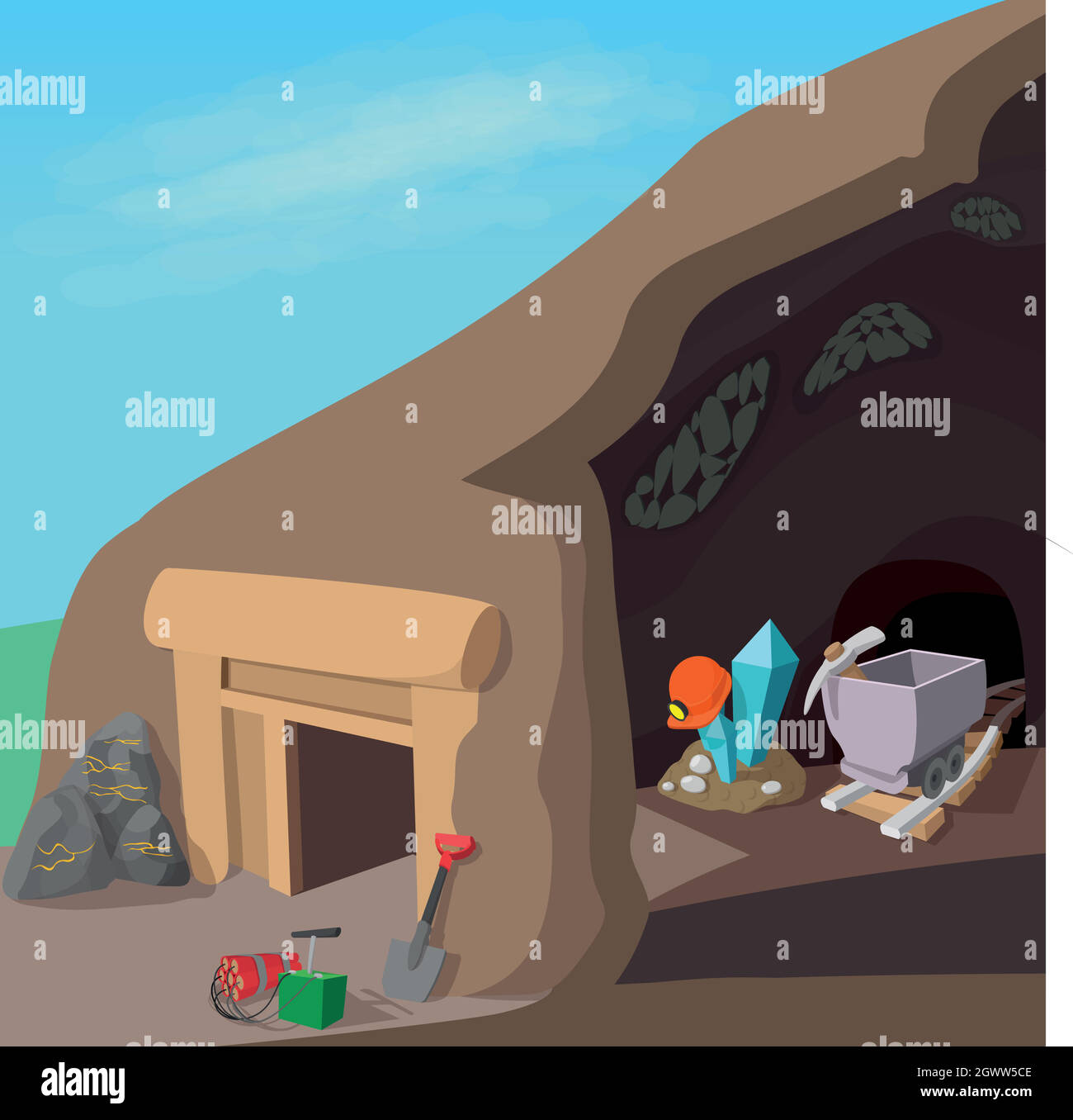 Mining process concept, cartoon style Stock Vector Image & Art - Alamy