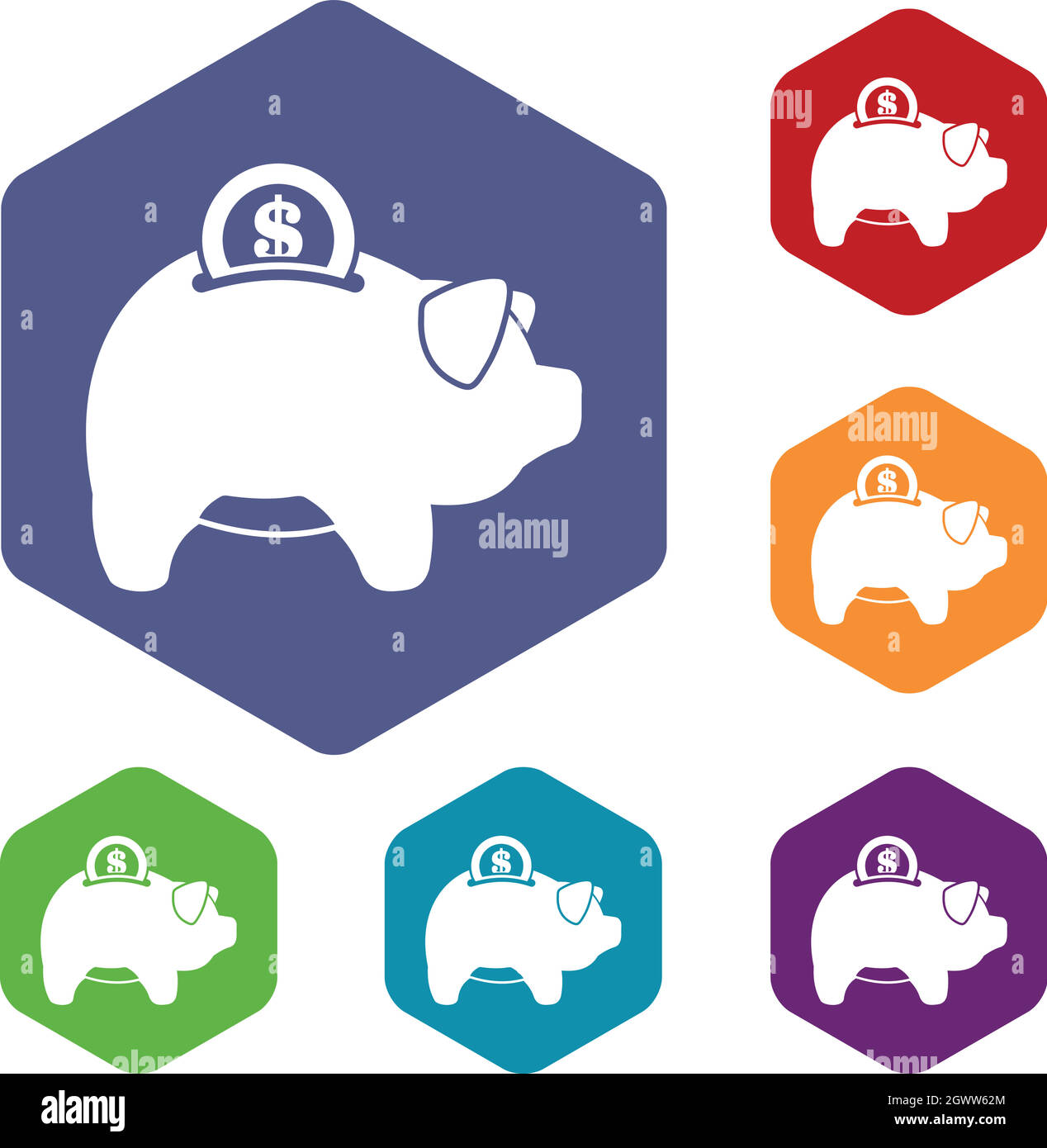 Pig money box icons set Stock Vector Image & Art - Alamy
