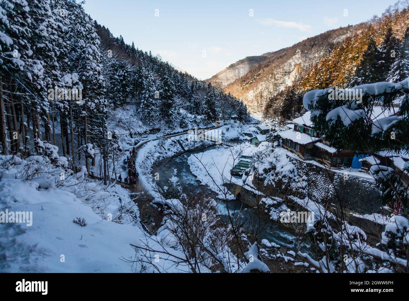 Beautiful Landscape Of A Valley Covered In Snow Stock Photo - Alamy