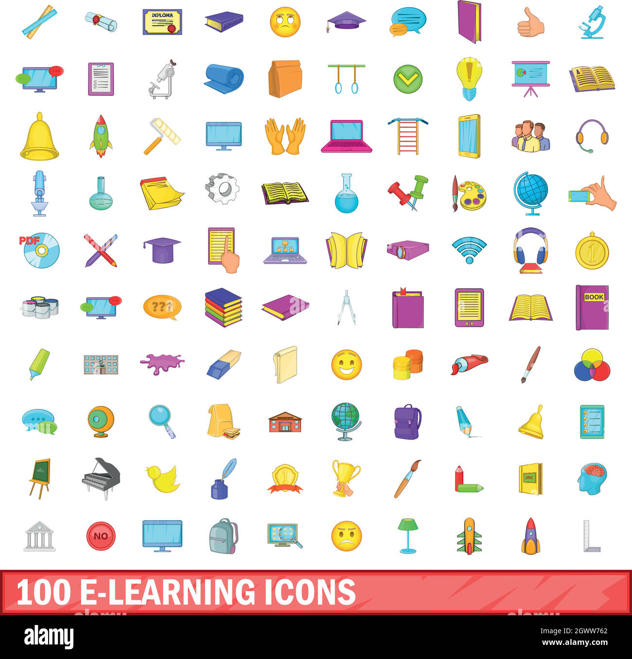 E learning icons set hi-res stock photography and images - Alamy