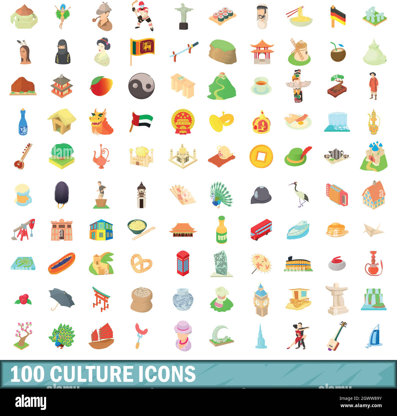 100 culture icons set, cartoon style Stock Vector Image & Art - Alamy