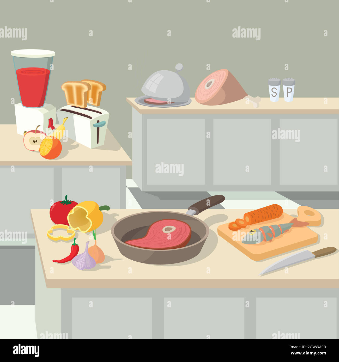 Food cooking lunch concept, cartoon style Stock Vector Image & Art - Alamy