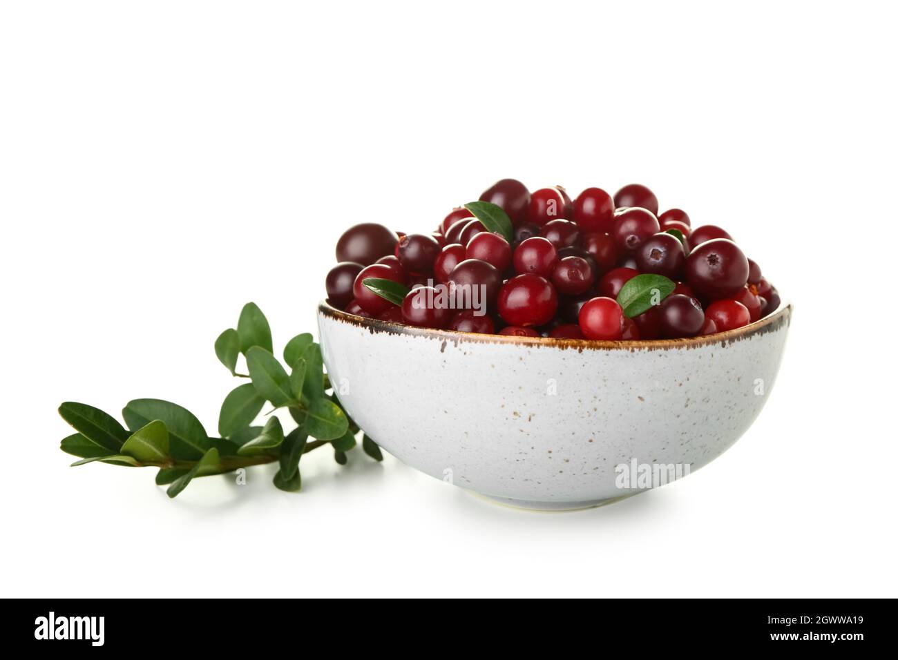 Bowl of ripe cranberries on white background Stock Photo - Alamy