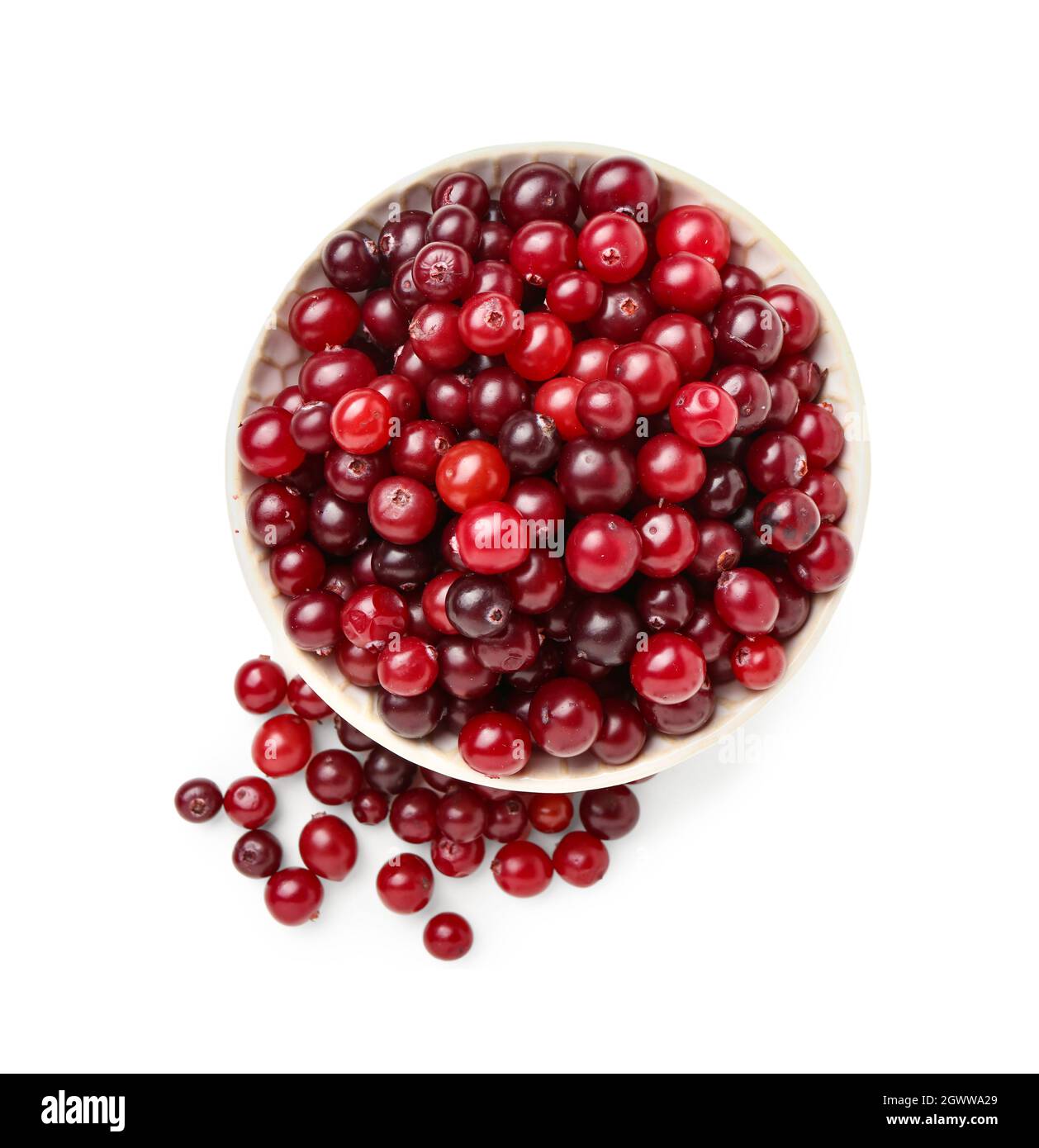 Bowl of ripe cranberries on white background Stock Photo - Alamy