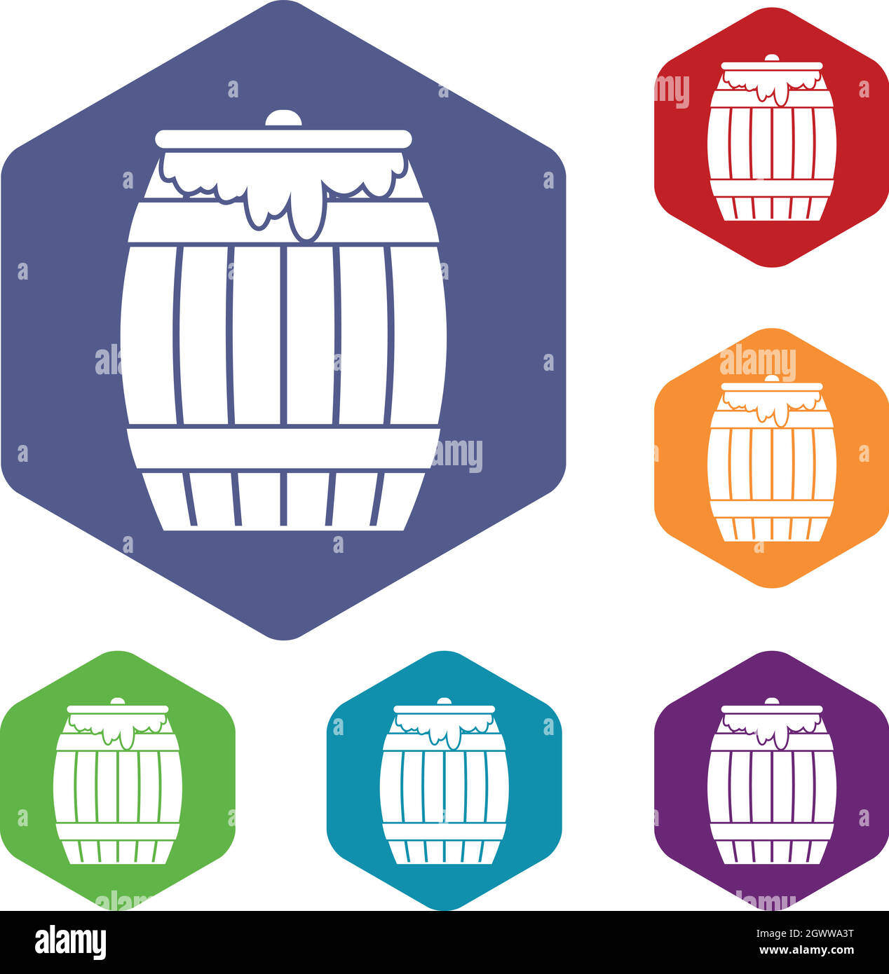 Honey keg icons set Stock Vector Image & Art - Alamy