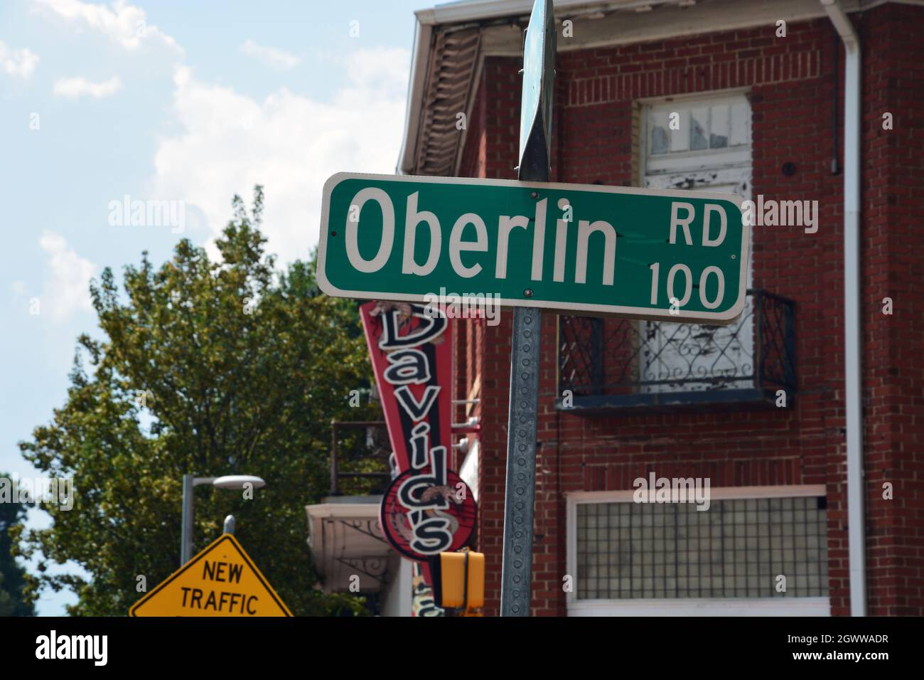 Close up of the Oberlin Road street sign in Raleigh, North Carolina ...