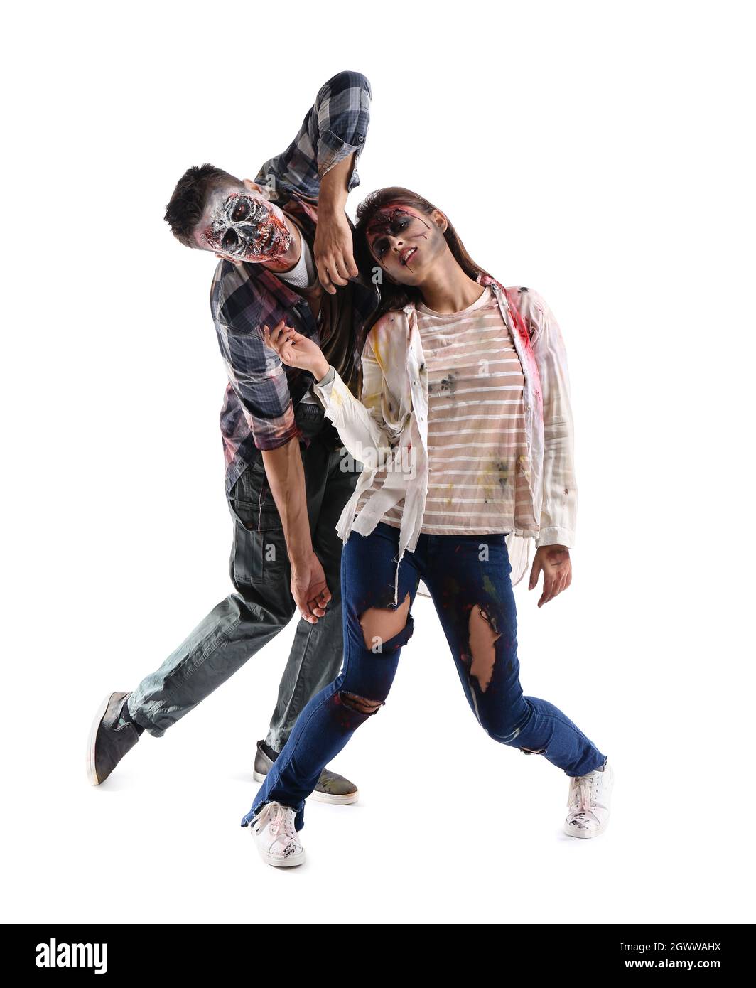 Scary zombies on white background Stock Photo - Alamy