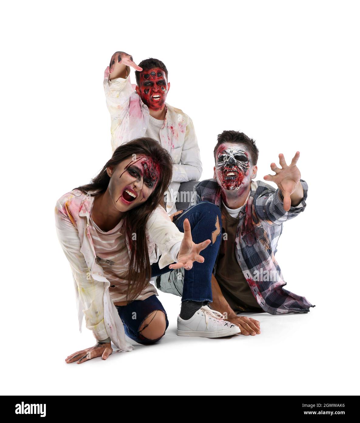Scary zombies on white background Stock Photo - Alamy