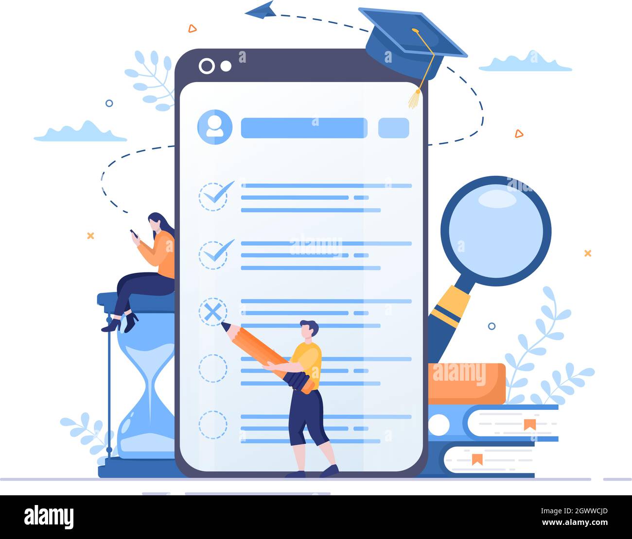 Student taking examination Stock Vector Images - Alamy