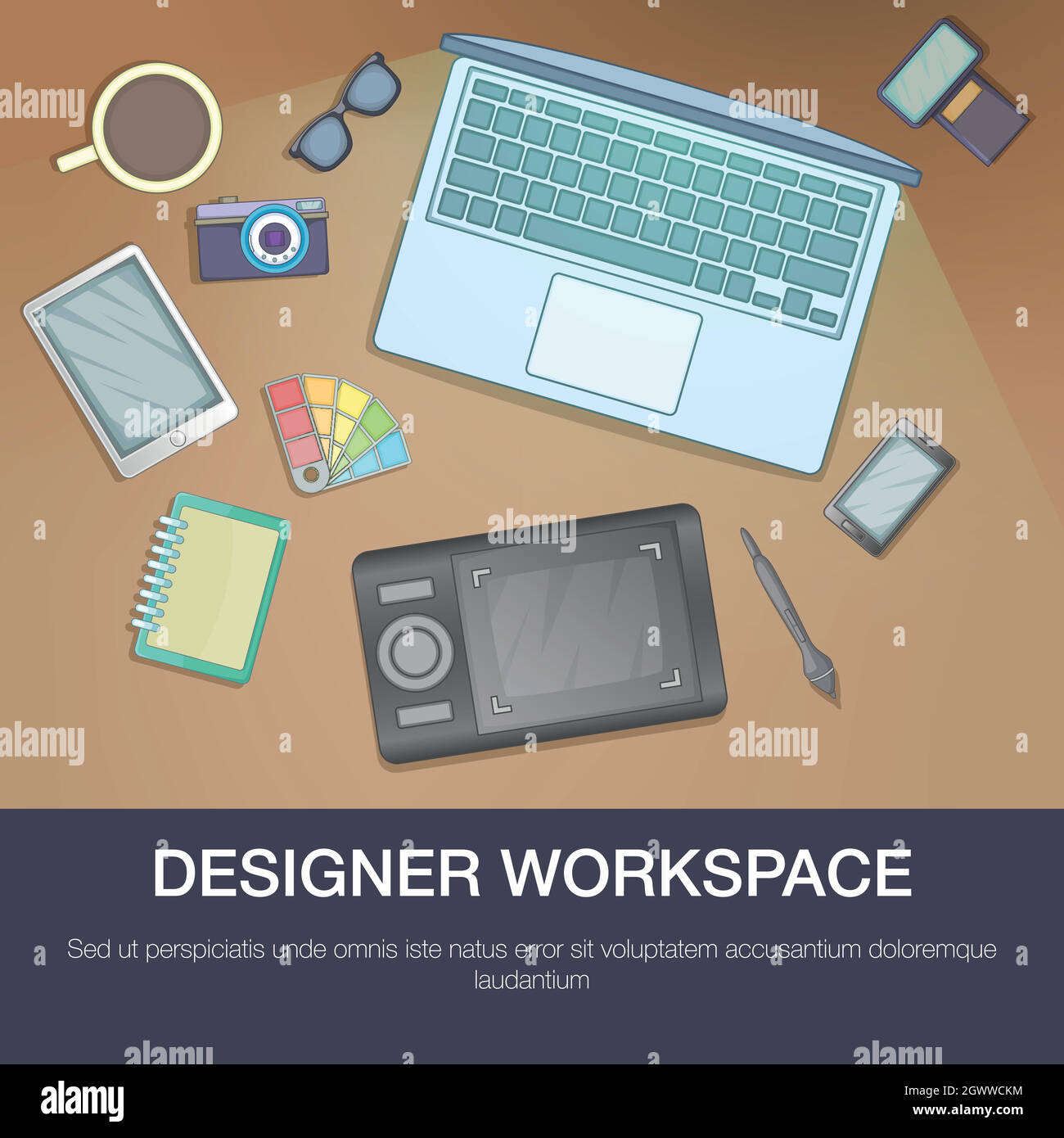 Designer workspace concept, cartoon style Stock Vector Image & Art - Alamy