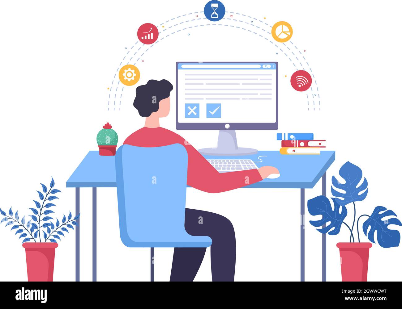 Online Testing Background Vector Illustration With Checklist, Taking ...