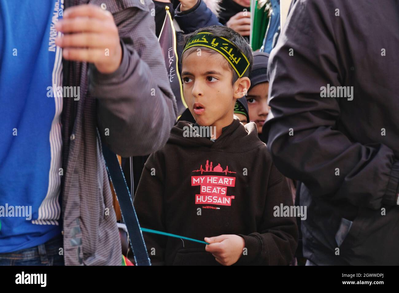 London, UK. Hundreds of participants take part in an Arbaeen procession ...