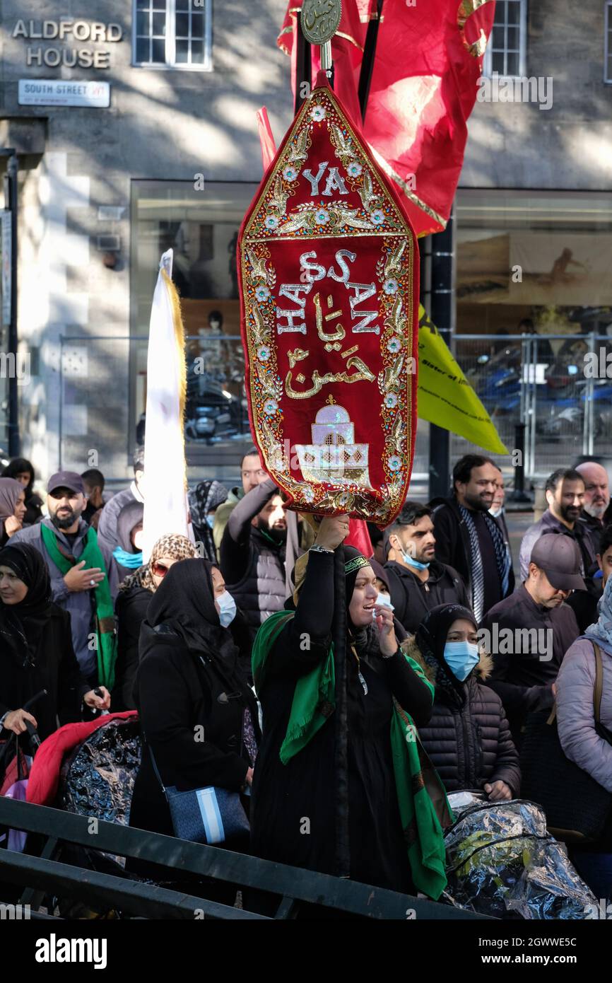 London, UK. Hundreds of participants take part in an Arbaeen procession ...
