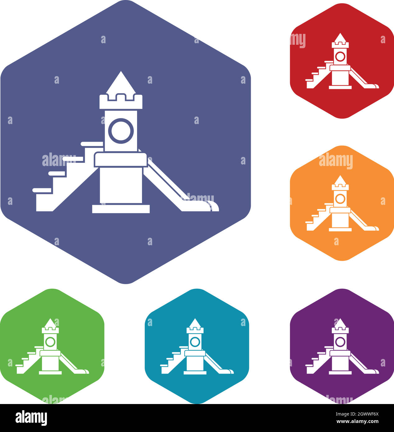 Slider, kids playground equipment icons set Stock Vector Image & Art ...