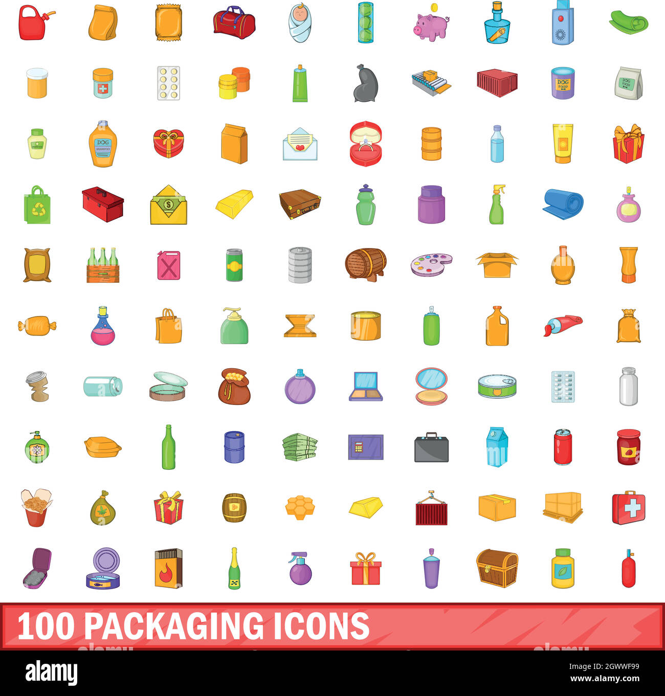 100 packaging icons set, cartoon style Stock Vector Image & Art - Alamy