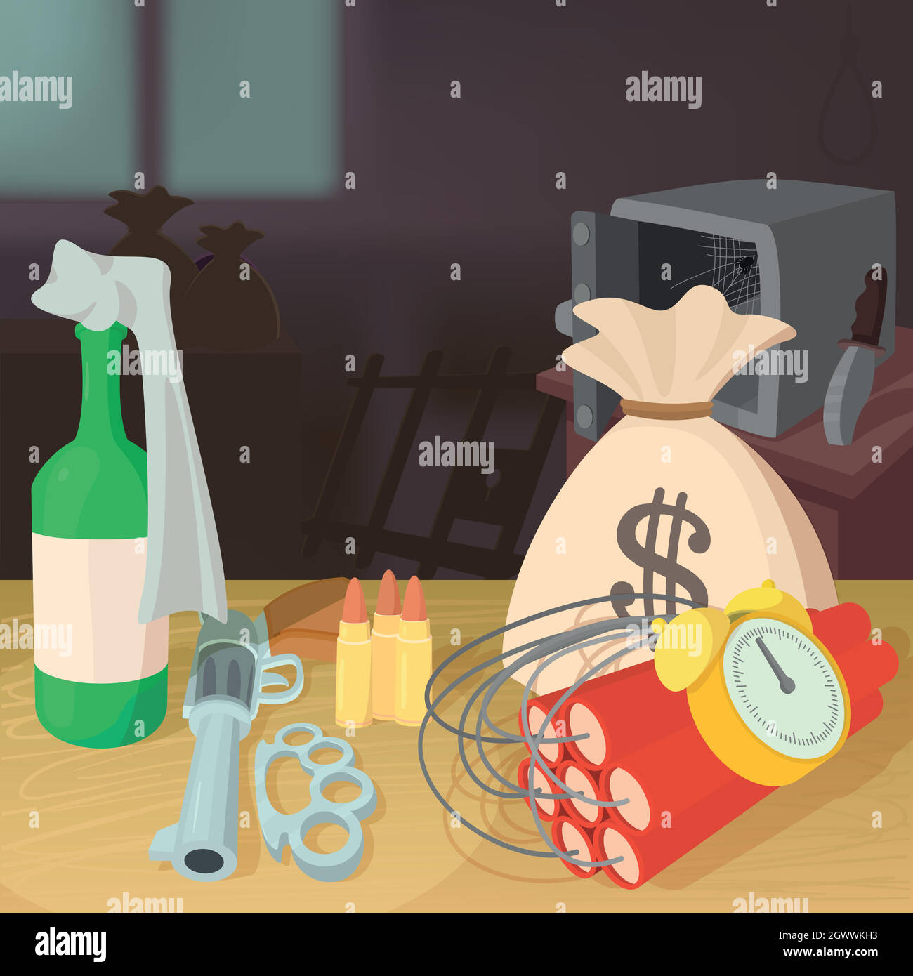 Cartoon illustration stealing Stock Vector Images - Alamy