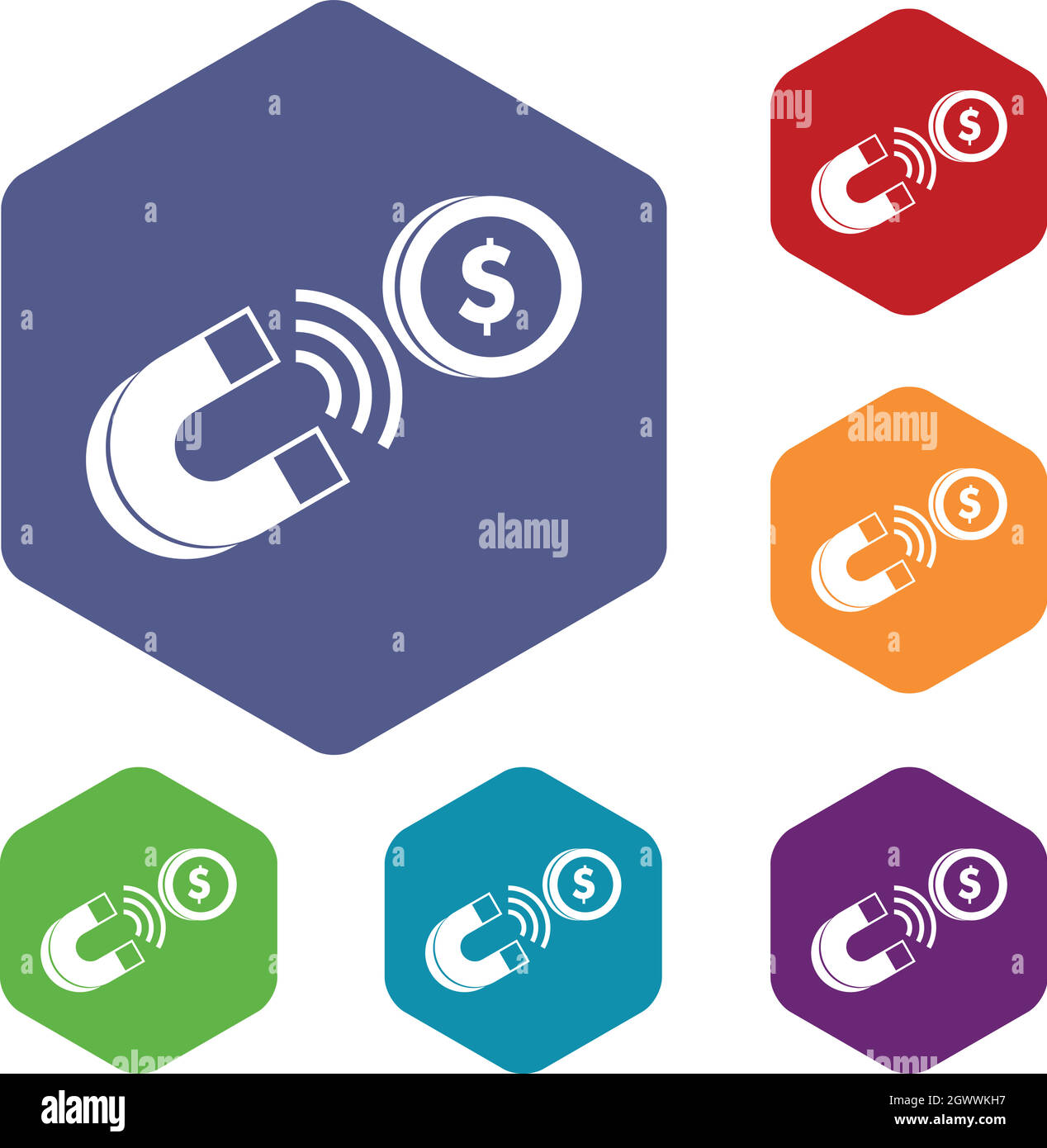 Magnet With Coin Icons Set Stock Vector Image & Art - Alamy