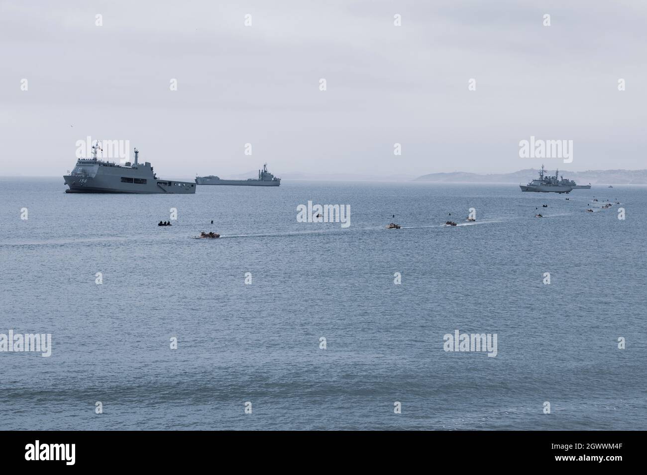 Peruvian and Mexican Marines operate amphibious armored vehicles and MK ...