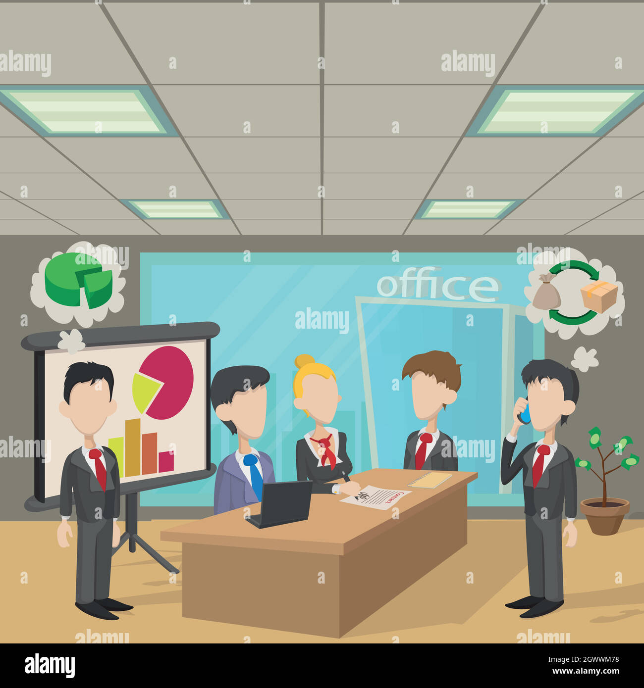 Cartoon businessman sitting in Stock Vector Images - Alamy