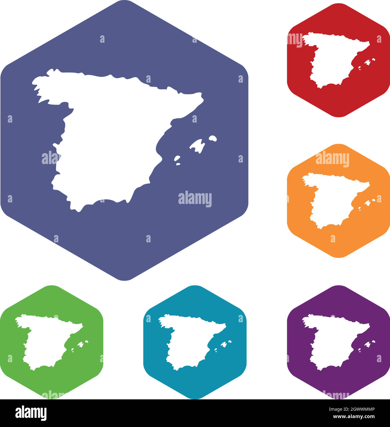 Map of Spain icons set Stock Vector Image & Art - Alamy
