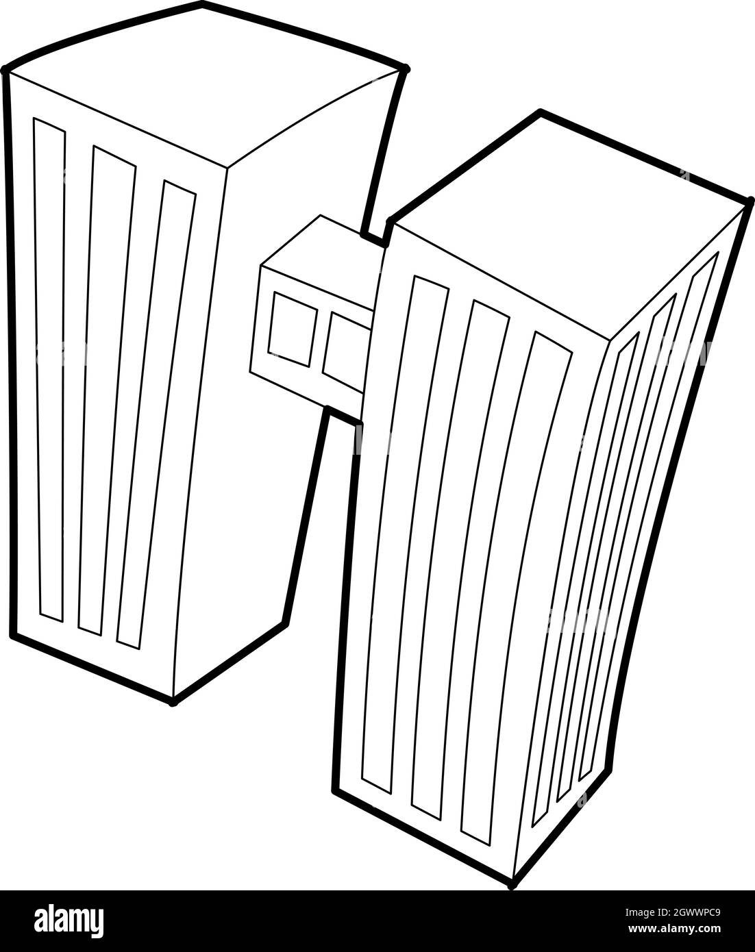 Building center icon outline Black and White Stock Photos & Images - Alamy