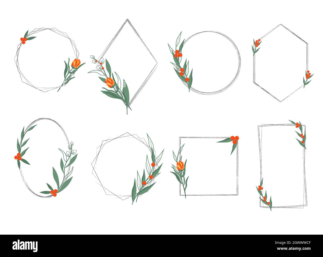 Set of festive frames with flowers. Vector illustration Stock Vector ...