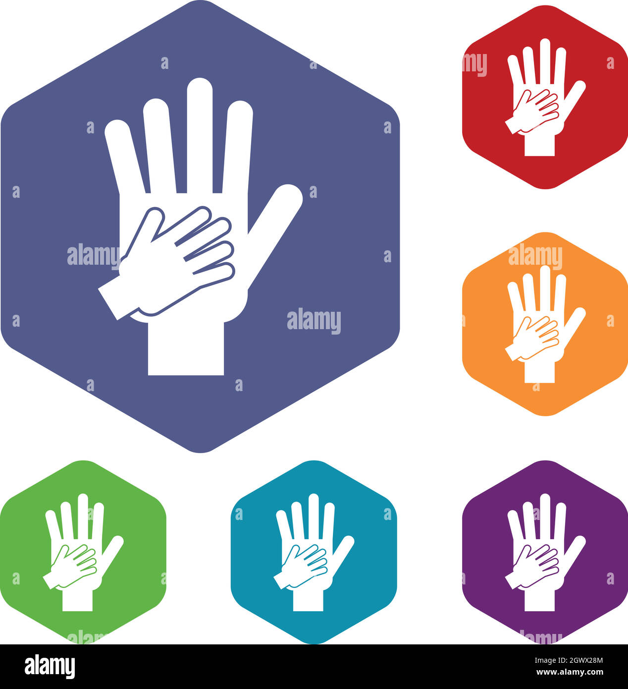 Parent and child hands together icons set Stock Vector Image & Art - Alamy