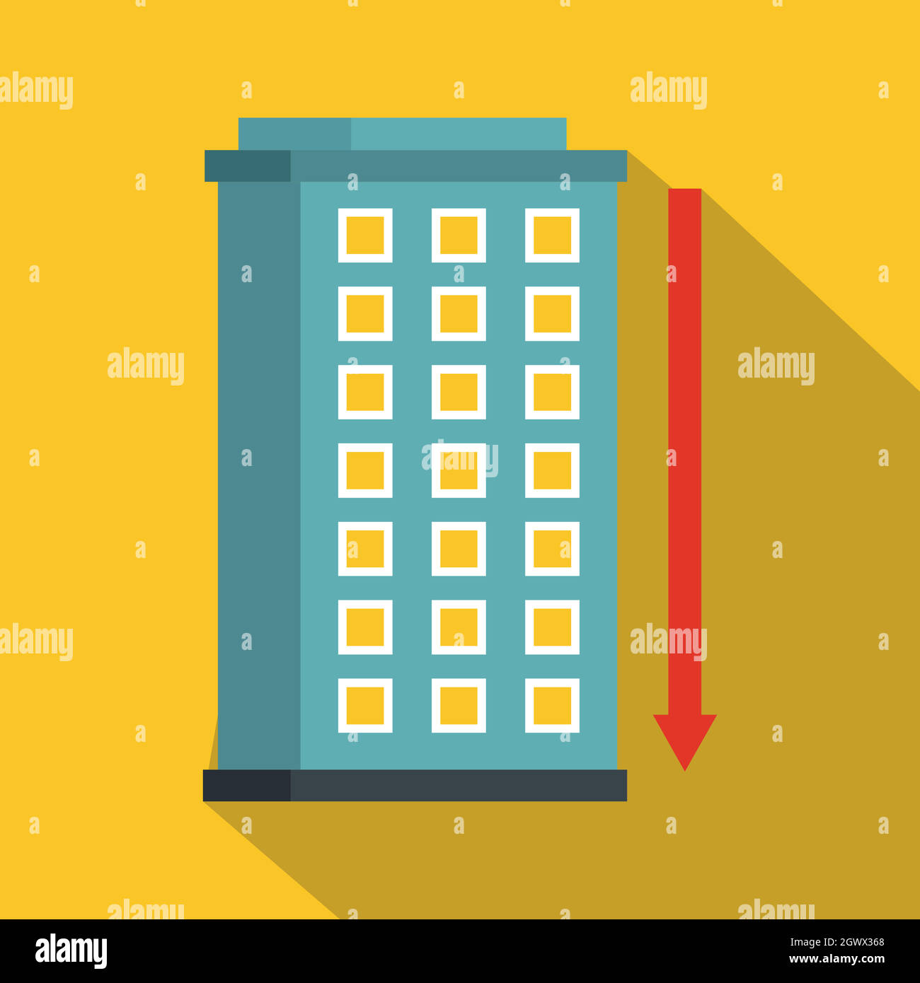 Building and red down arrow icon, flat style Stock Vector Image & Art ...