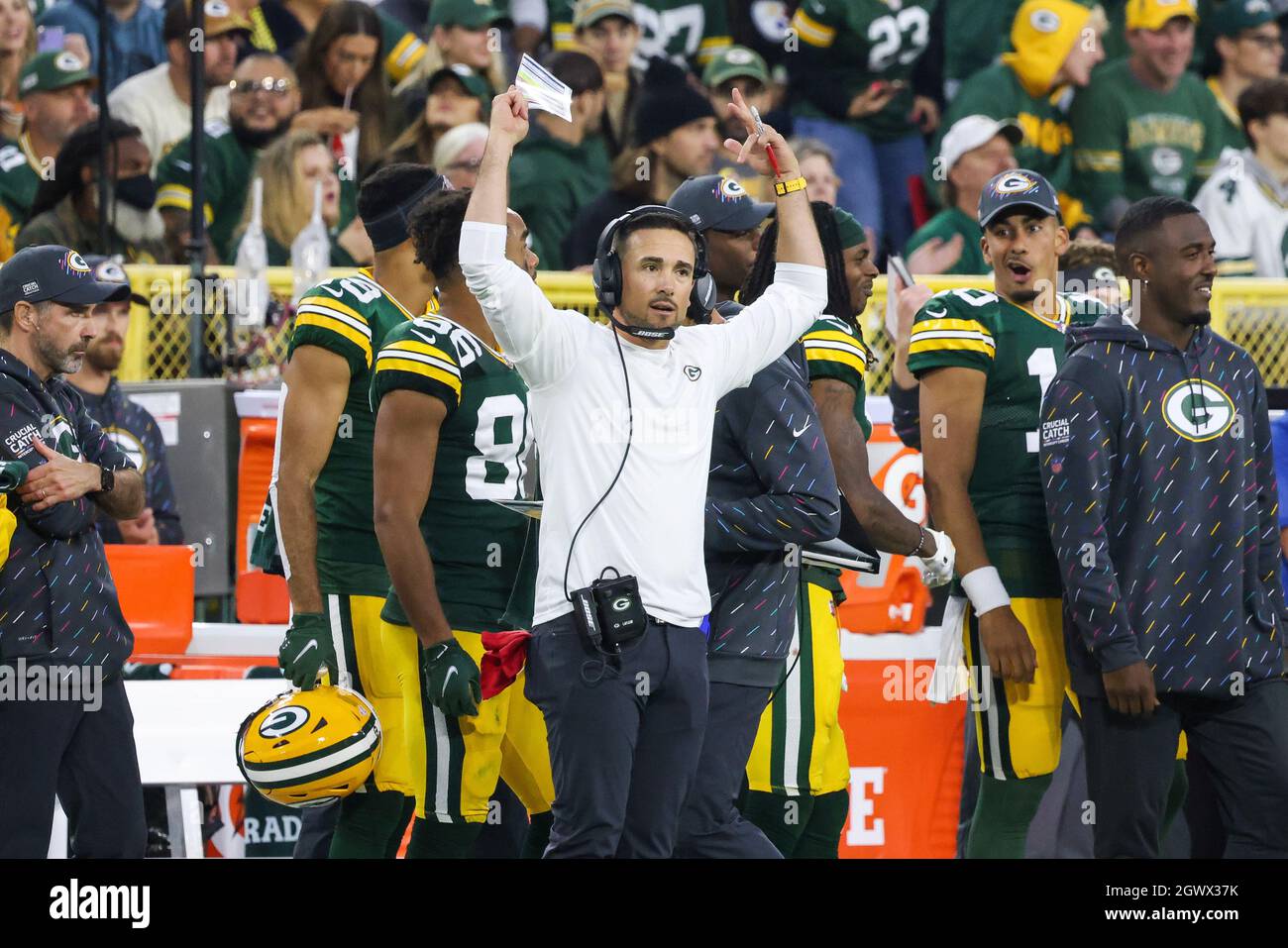 Green Bay, Wisconsin, USA. 03rd Oct, 2021. Green Bay Packers head coach ...