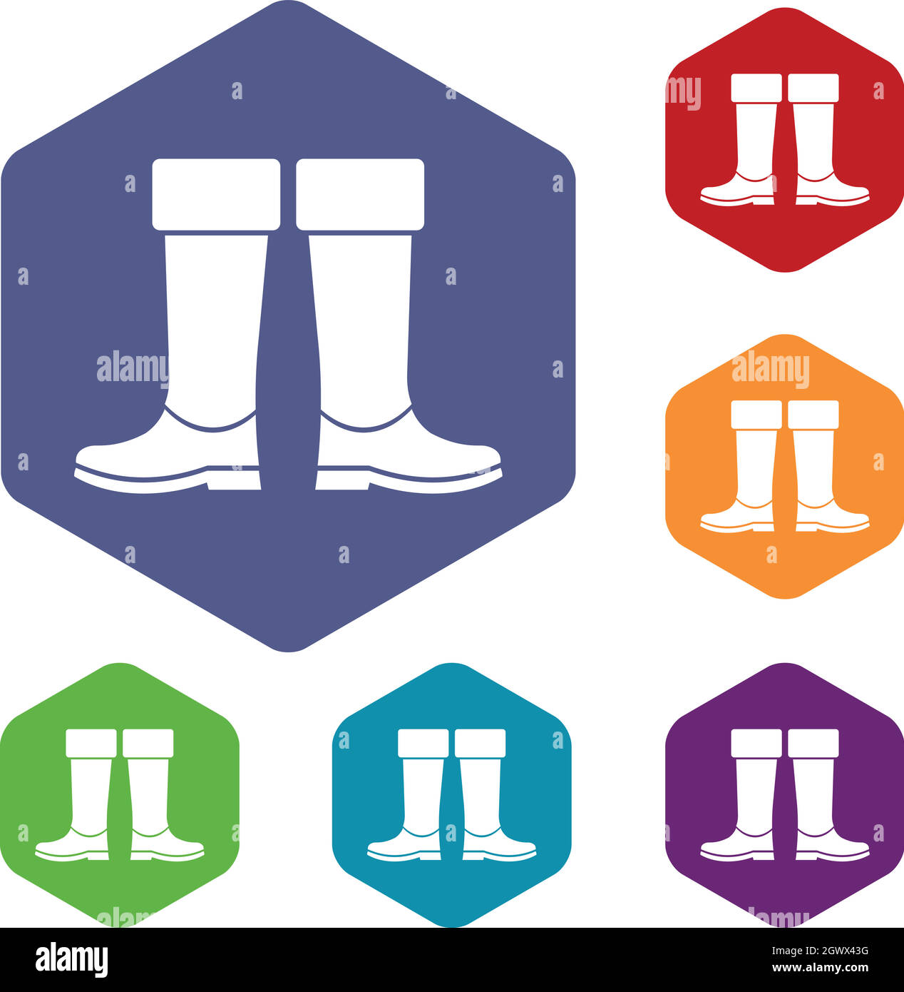 Rubber boots icons set Stock Vector Image & Art - Alamy