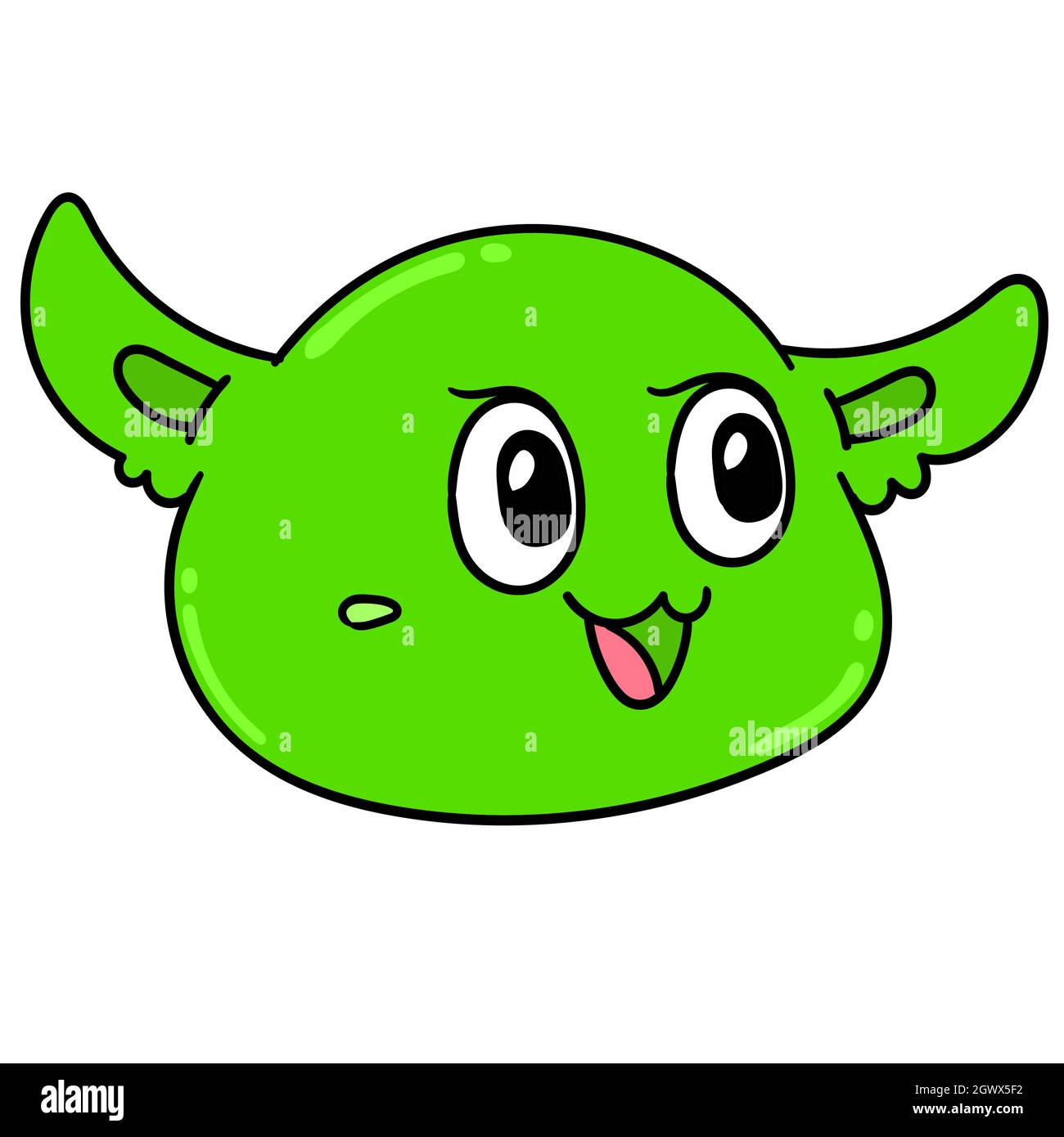 green monster head emoticon with happy smiling fce Stock Vector Image ...