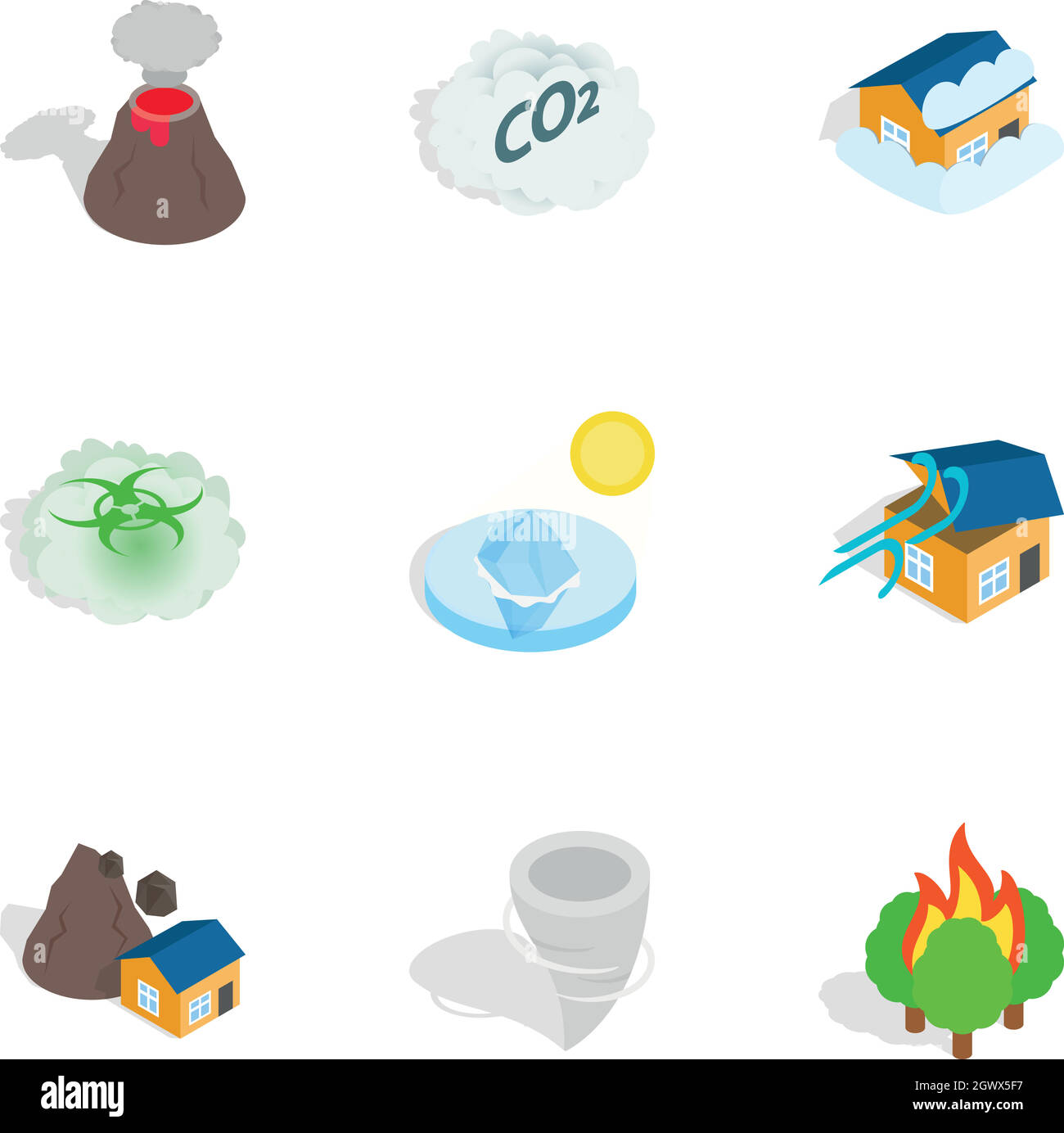 Catastrophe icons, isometric 3d style Stock Vector Image & Art - Alamy