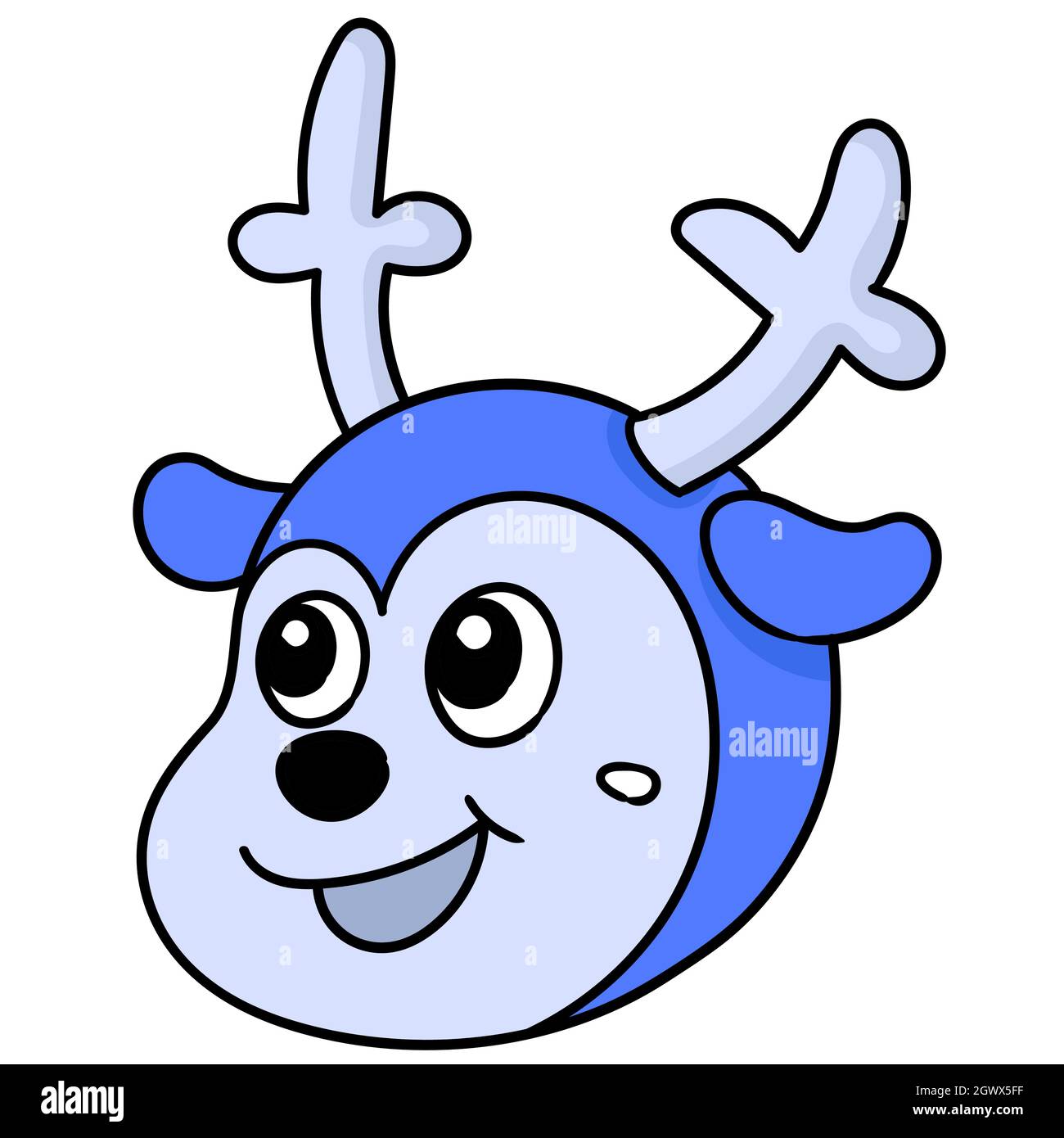 reindeer animal head emoticon with happy smiling face Stock Vector ...