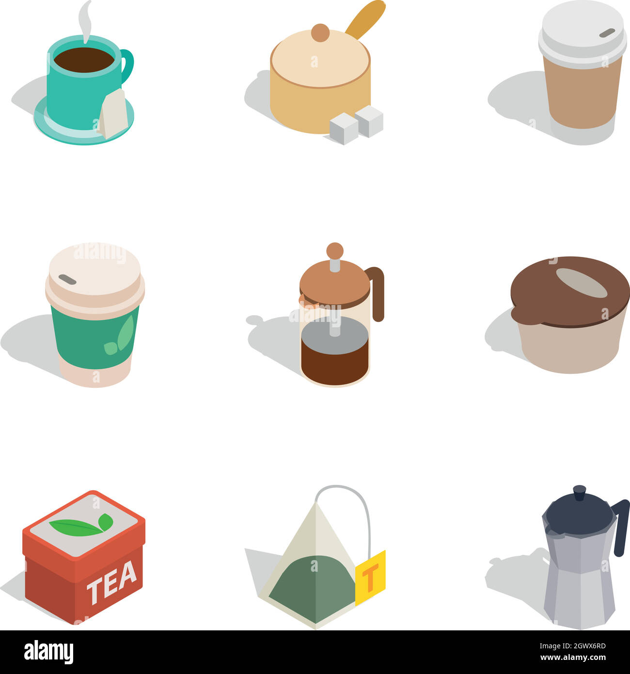 Hot drinks icons, isometric 3d style Stock Vector Image & Art - Alamy