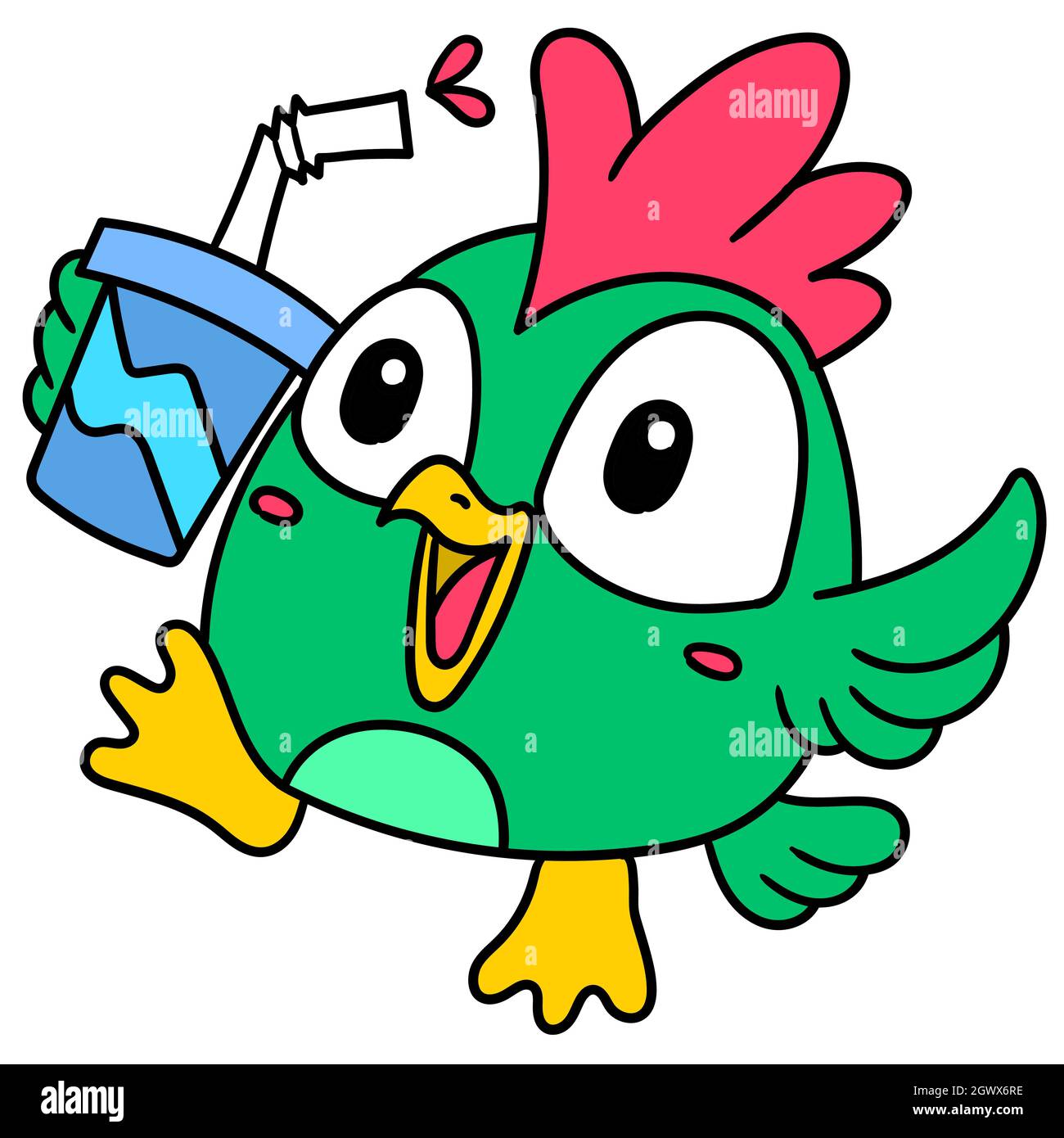 cartoon cute chicken drinking ice from a glass Stock Vector Image & Art ...