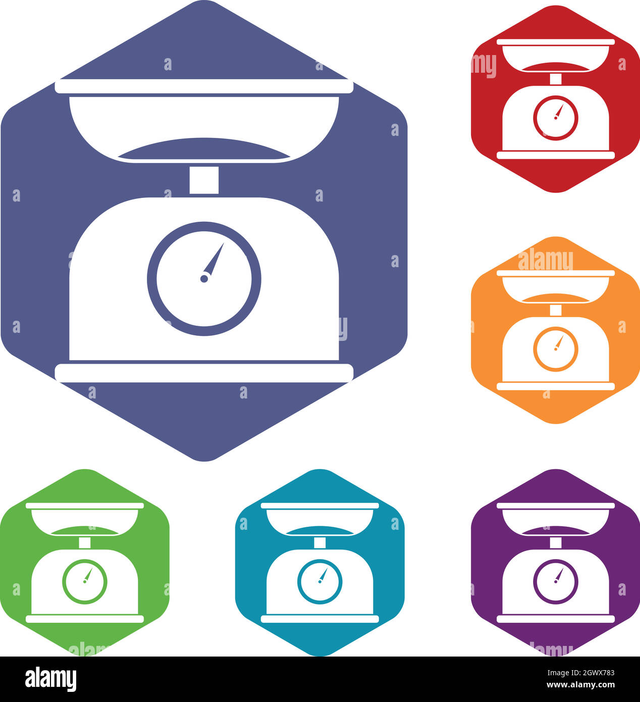 Kitchen scales weighing food Stock Vector Images - Alamy