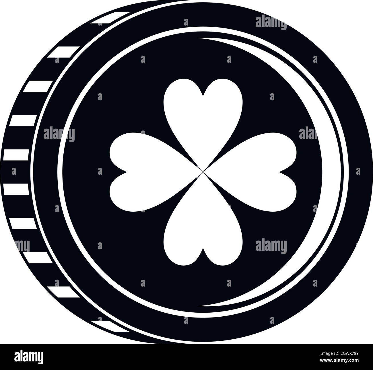 Coin with clover sign icon, simple style Stock Vector Image & Art - Alamy