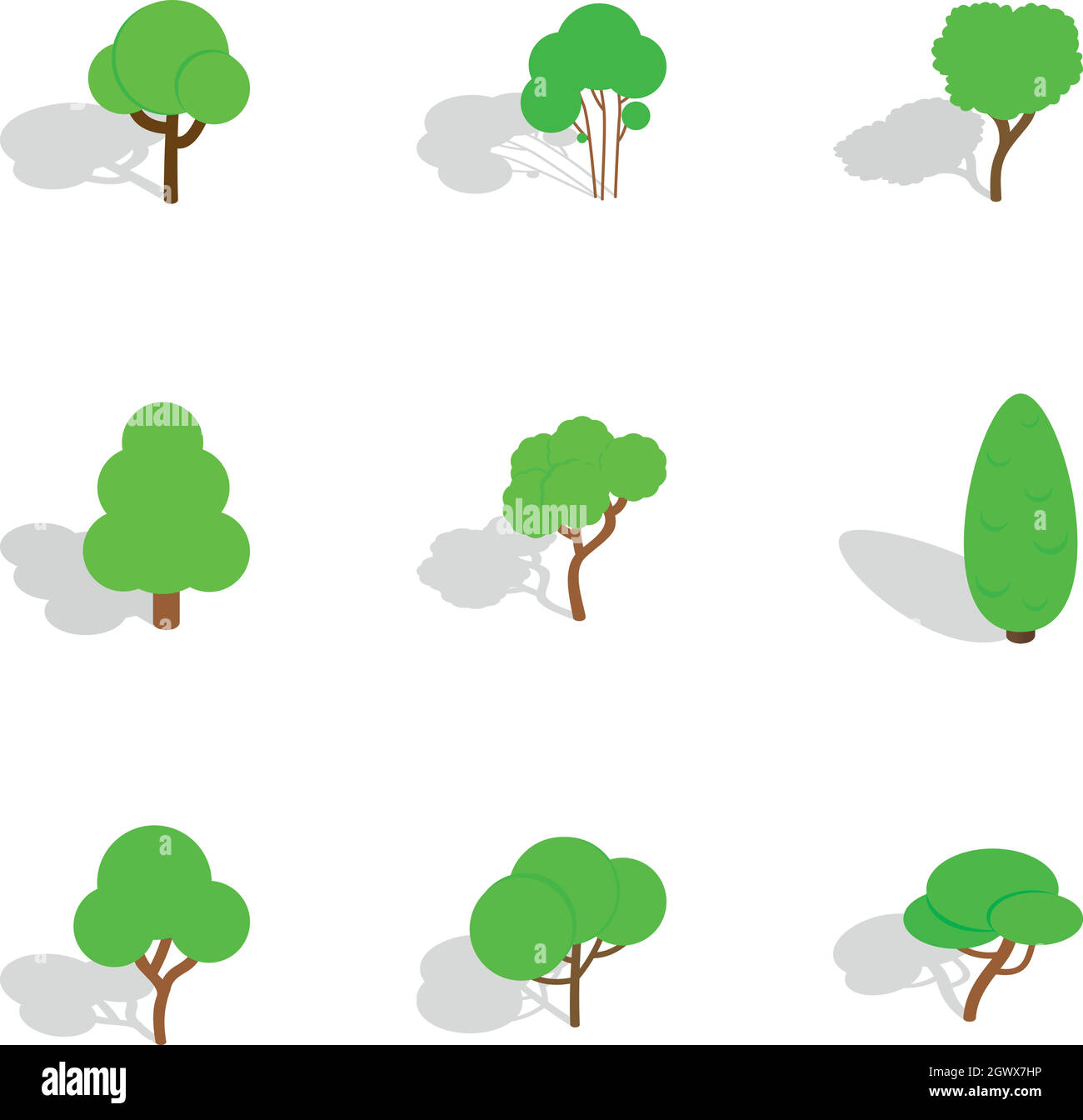 Deciduous trees icons, isometric 3d style Stock Vector Image & Art - Alamy