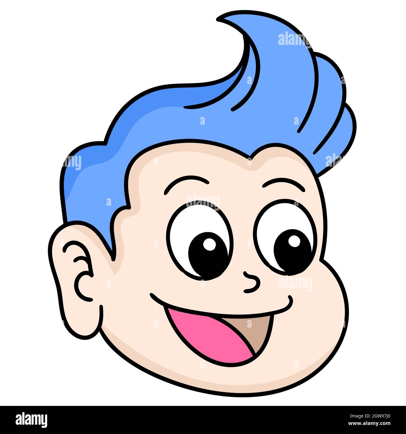 emoticon of a boy head with a handsome smiling face Stock Vector Image ...