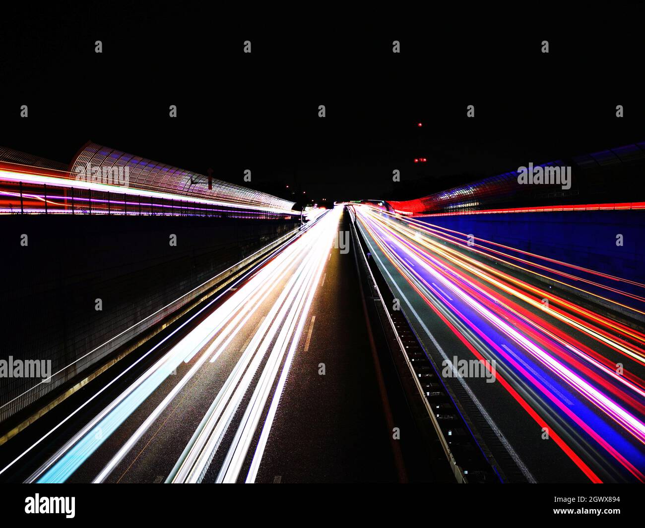 Light trails on highway in east hi-res stock photography and images - Alamy
