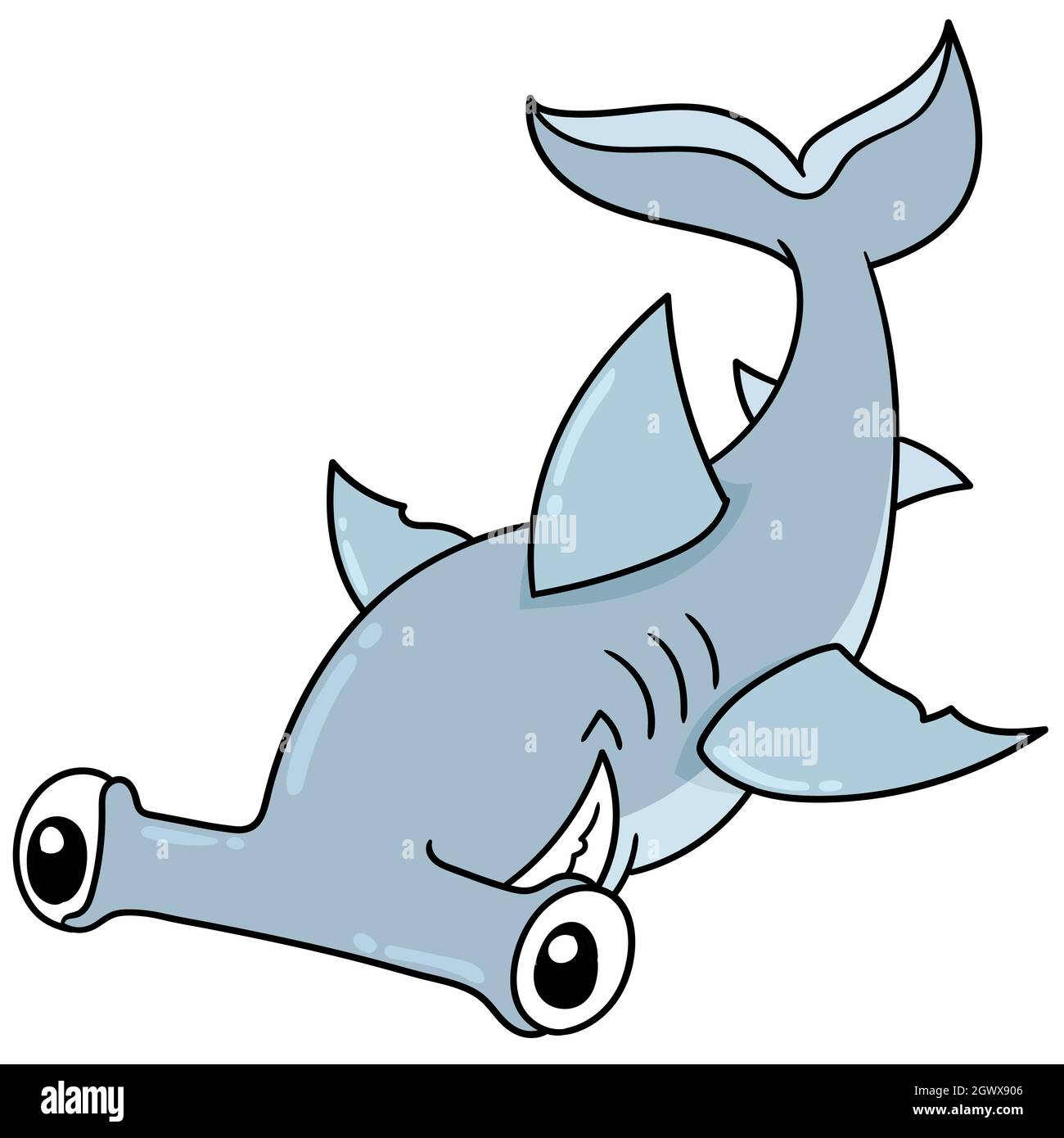 the hammerhead shark with a fierce vicious face is ready to attack ...