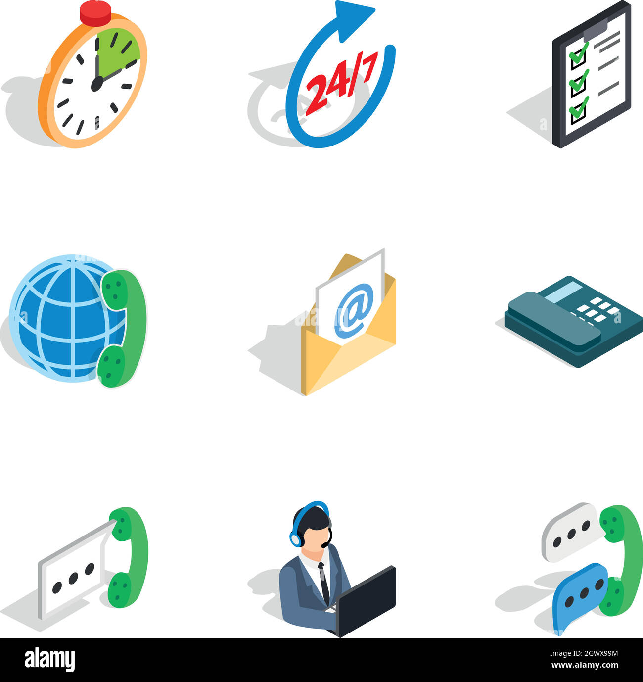 24 hours support icons, isometric 3d style Stock Vector Image & Art - Alamy