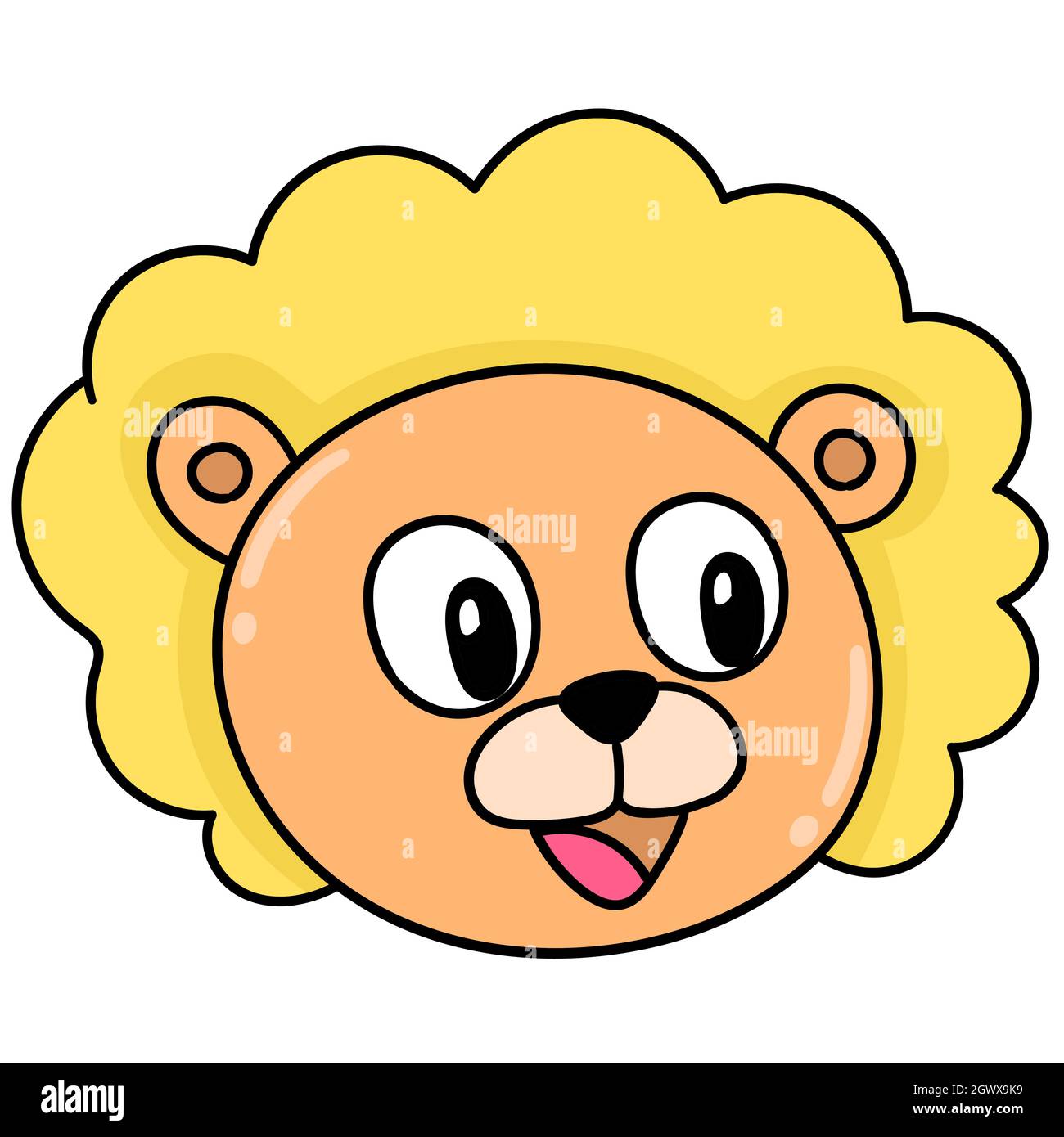 lion head emoticon with happy smile laughing face Stock Vector Image ...